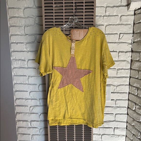 Magnolia Pearl | Tops | Yellow Star Patch Tshirt | Poshmark